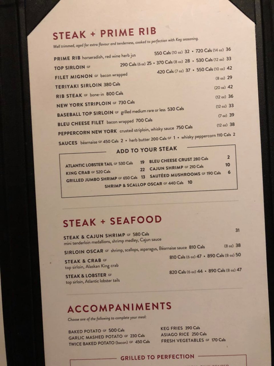 The Keg Steakhouse + Bar Brantford Menu & Prices - Brantford, Canada ...