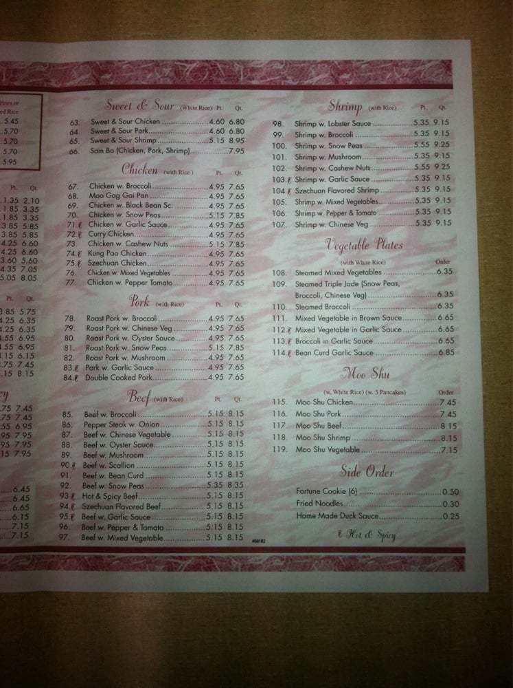 Great Wall Chinese Restaurant - 18 Geneva St - Lyons, NY | Menu ...