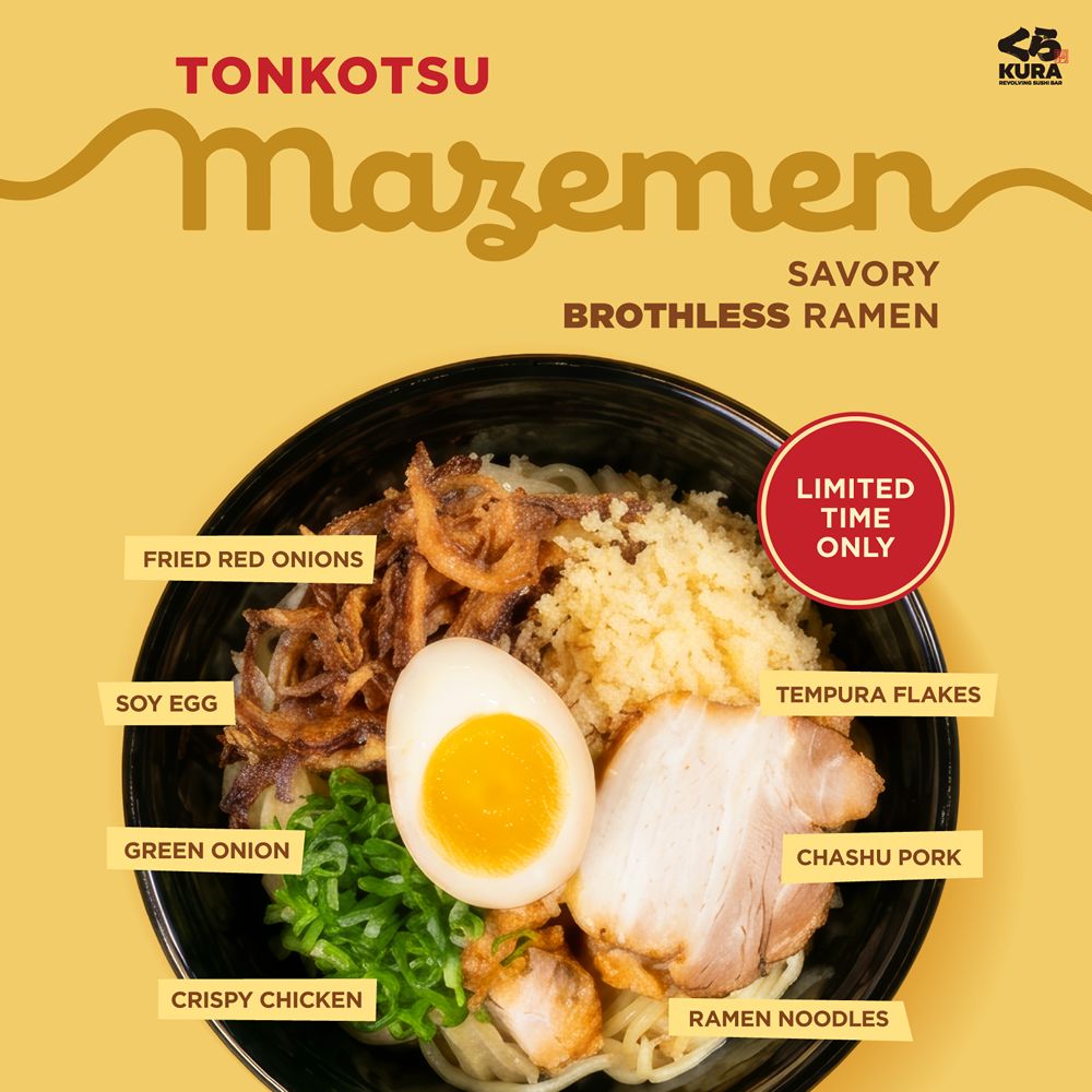 Kura Sushi USA Introduces Tonkotsu Mazemen, a Brothless Ramen with ...